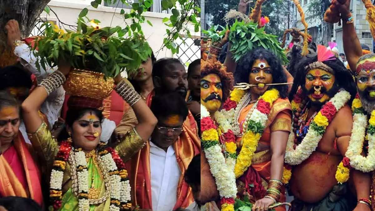 నేడు ఘనంగా బెజవాడ దుర్గమ్మకు తెలంగాణా బంగారు బోనం!! | Telangana Golden ...